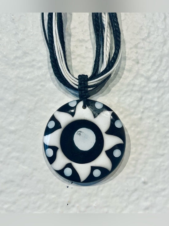 Handmade | Jewelry | Monochrome Sunburst Pendant Necklace In Black And ...